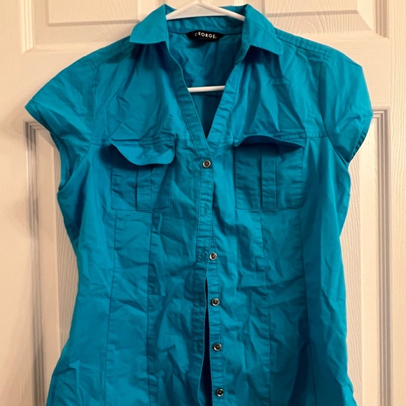 George | Tops | George Blue Button Up Blouse | Poshmark
